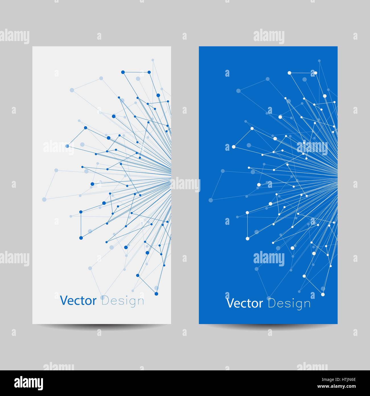 Set of vertical banners. Geometric pattern with connected lines and ...