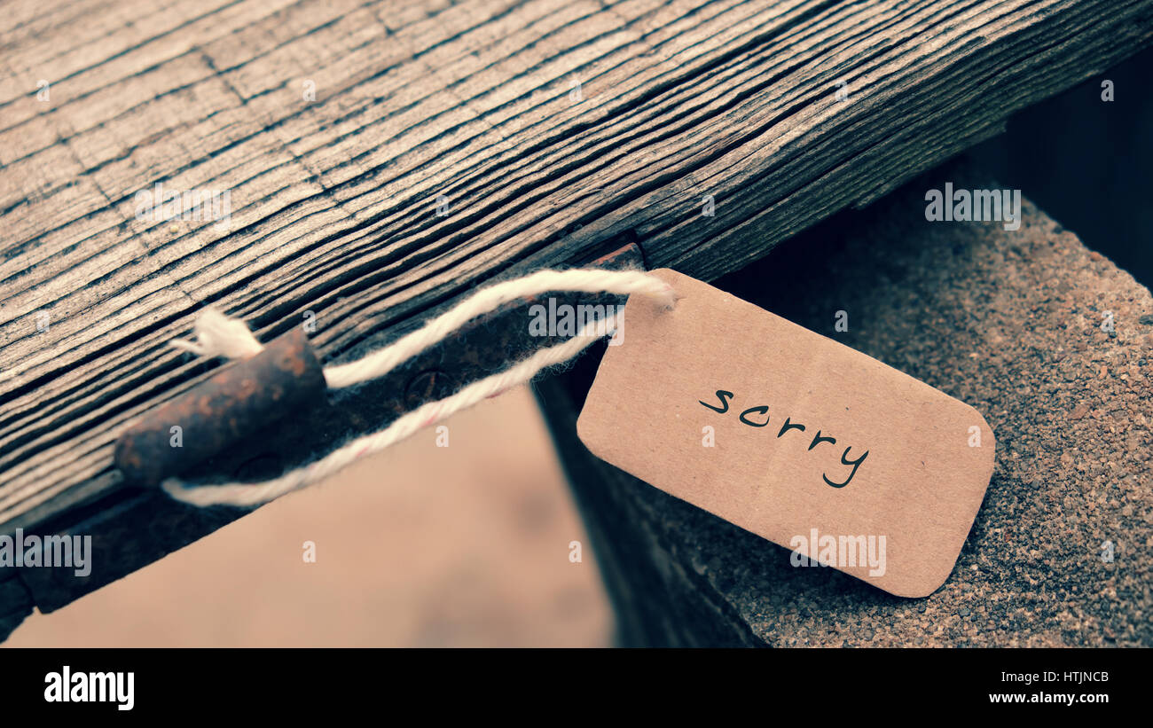 Sorry background on wooden in vintage style, sorry text is message when ...