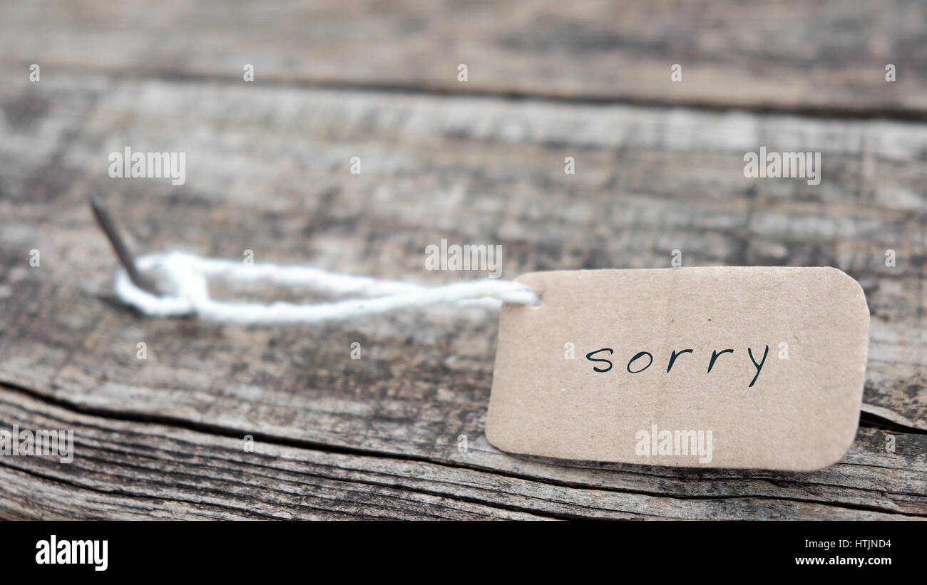 Sorry background on wooden in vintage style, sorry text is message when ...
