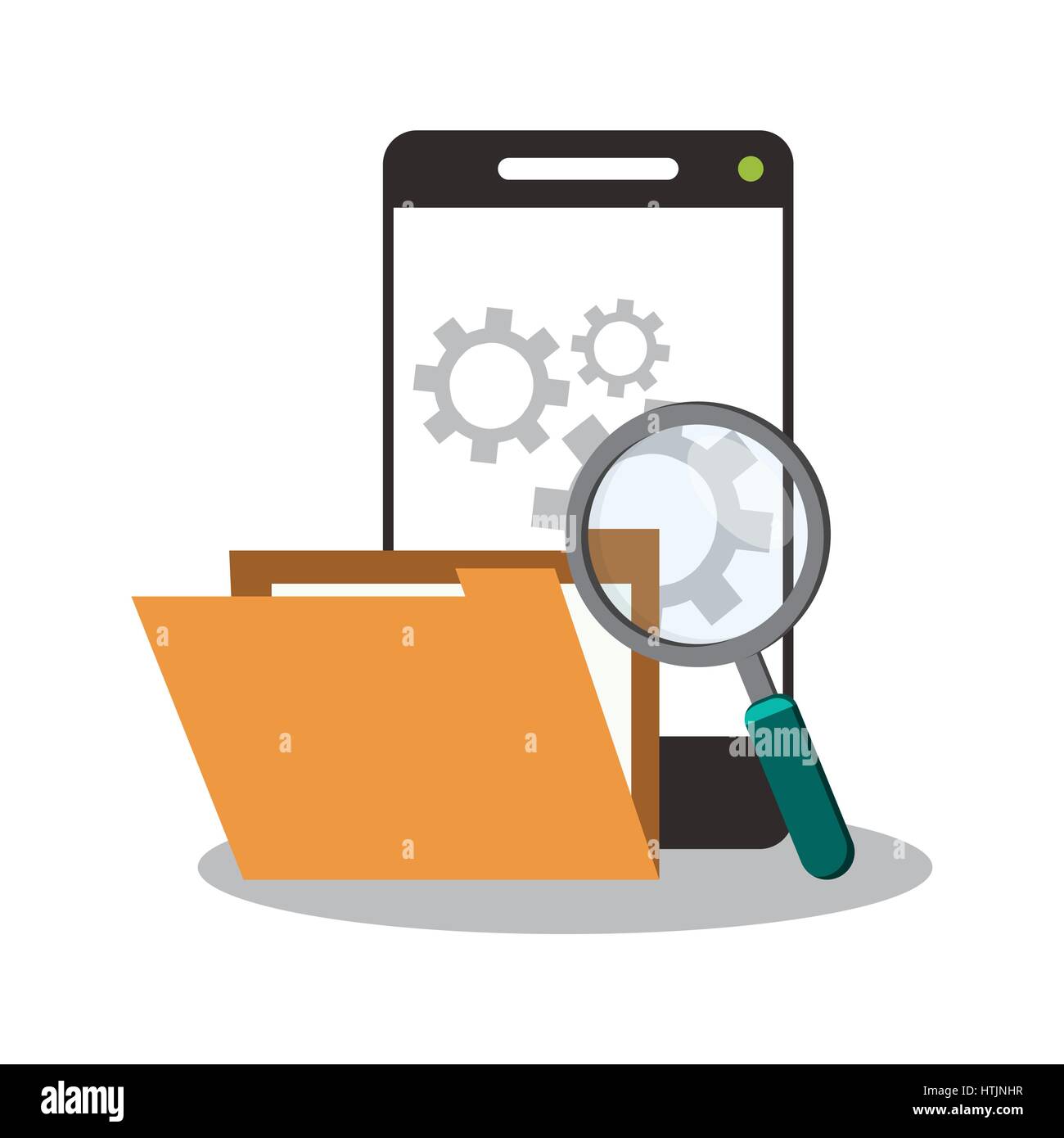 Magnifying glass smart phone Cut Out Stock Images & Pictures - Alamy