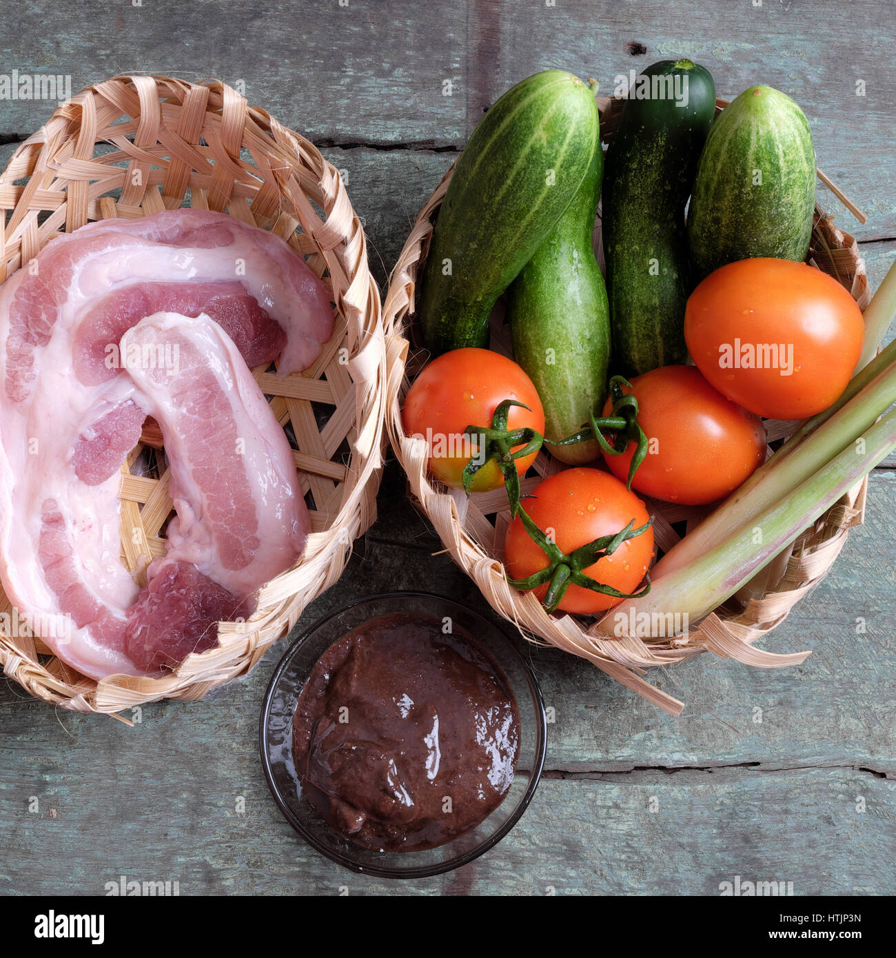 Vietnamese food, shrimp paste cook with pork, a daily meal of Vietnam ...