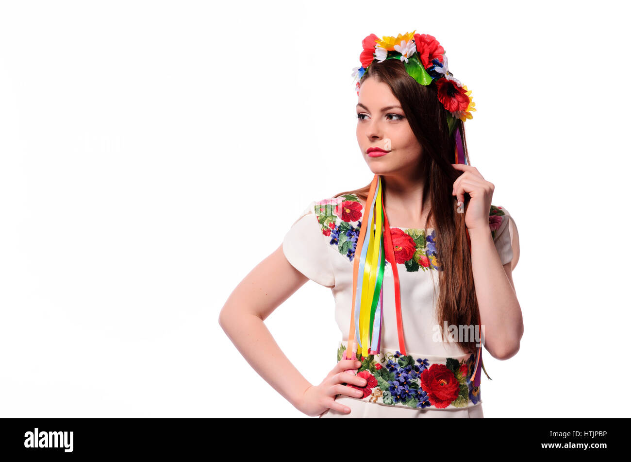 cute girl in the Ukrainian national costume Stock Photo - Alamy