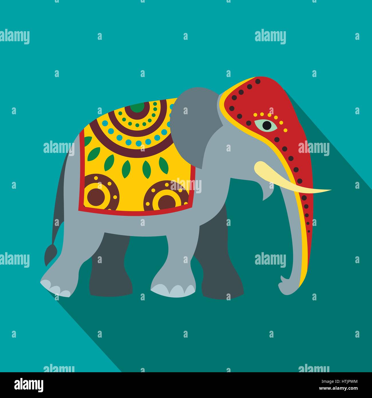 Decorated elephant icon, flat style Stock Vector Image & Art - Alamy