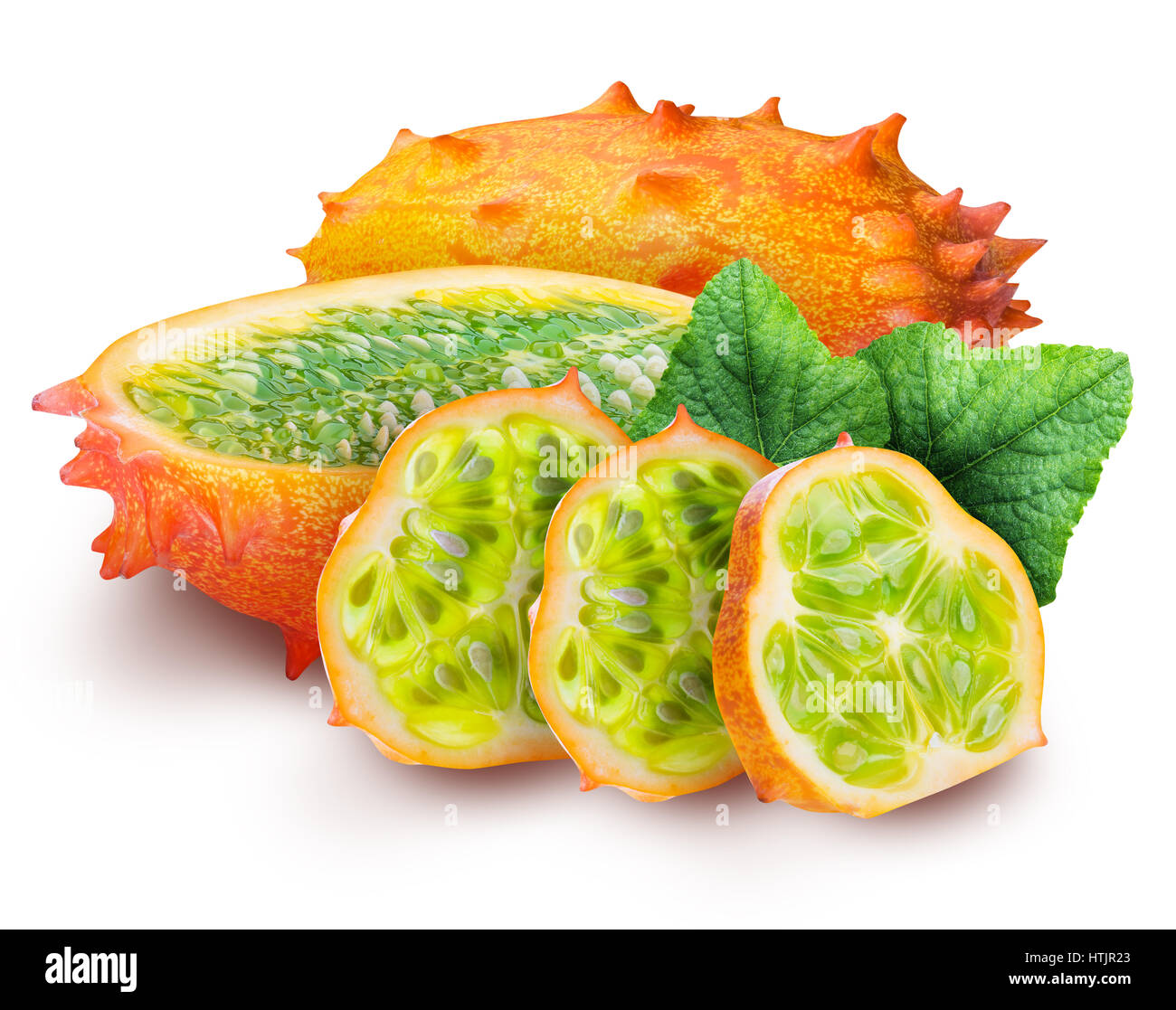 Kiwano, horned melon isolated on white background with clipping path ...