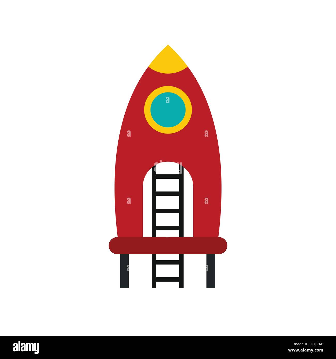 Red rocket with stairs on a playground icon Stock Vector Image & Art ...