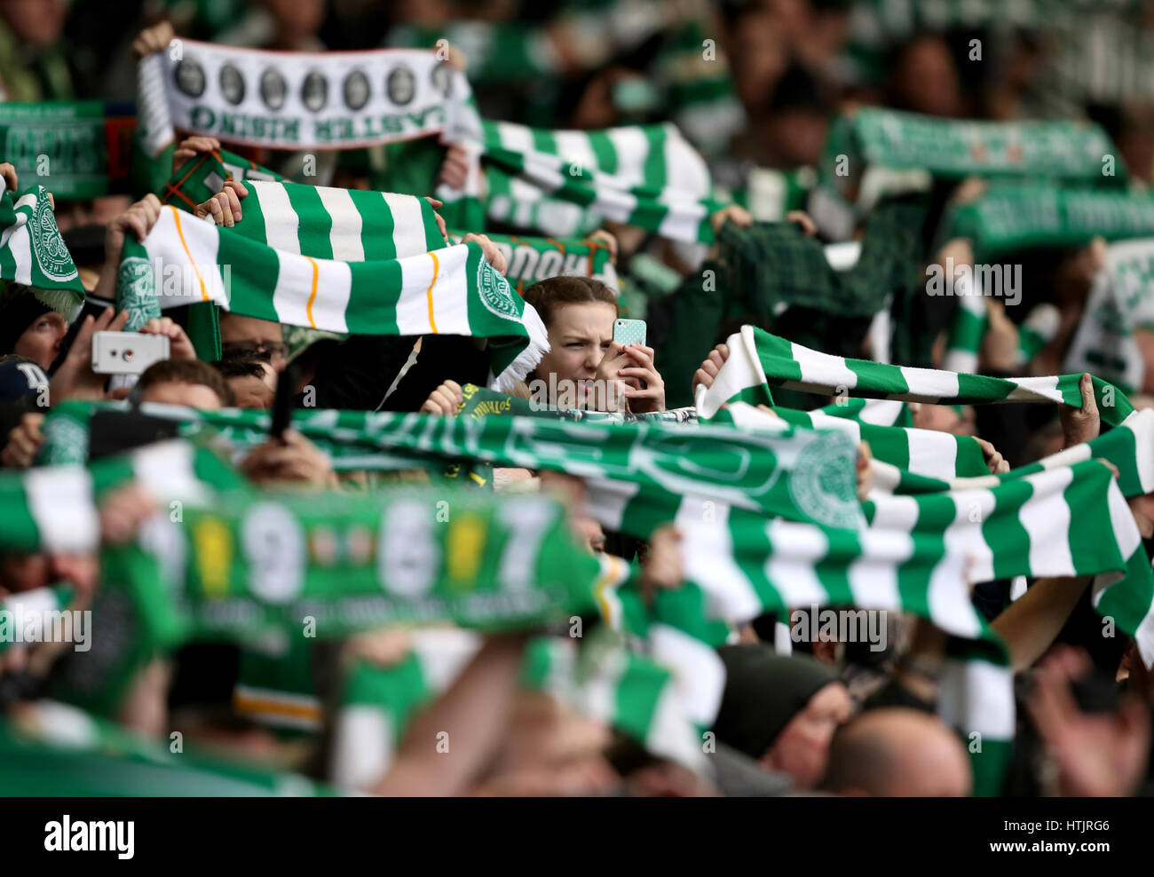 Celtic fans during the Ladbrokes Scottish Premiership match at Celtic ...
