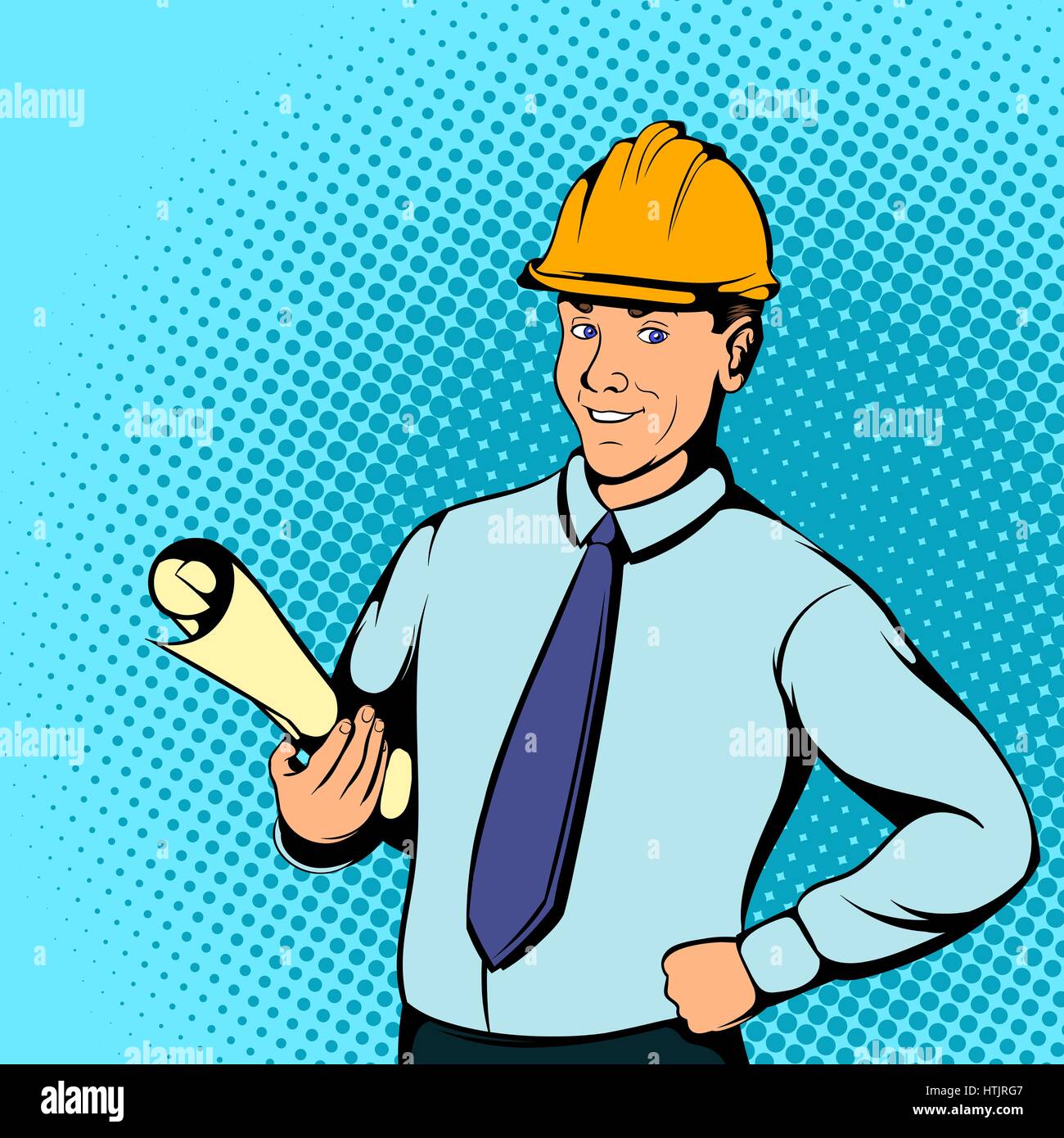 Architect worker concept, comics style Stock Vector Image & Art - Alamy