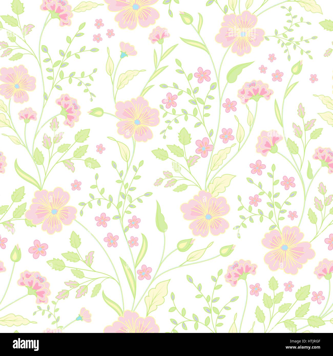 Trendy Seamless Floral Print. Cute little flowers. Vector illusteration ...