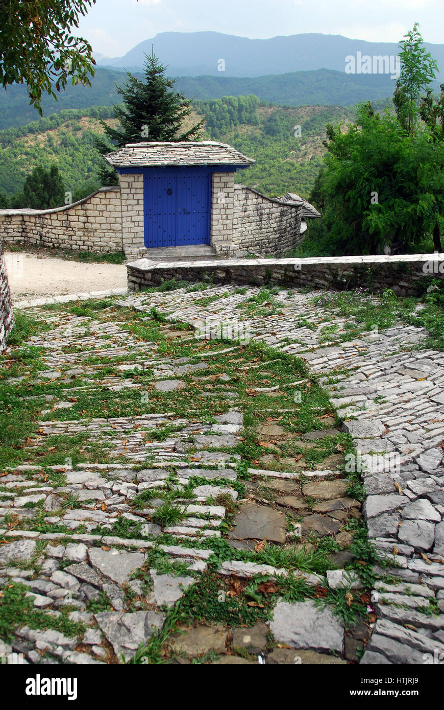 A traditional pavement made of stone at Vitsa village, at Zagoria ...
