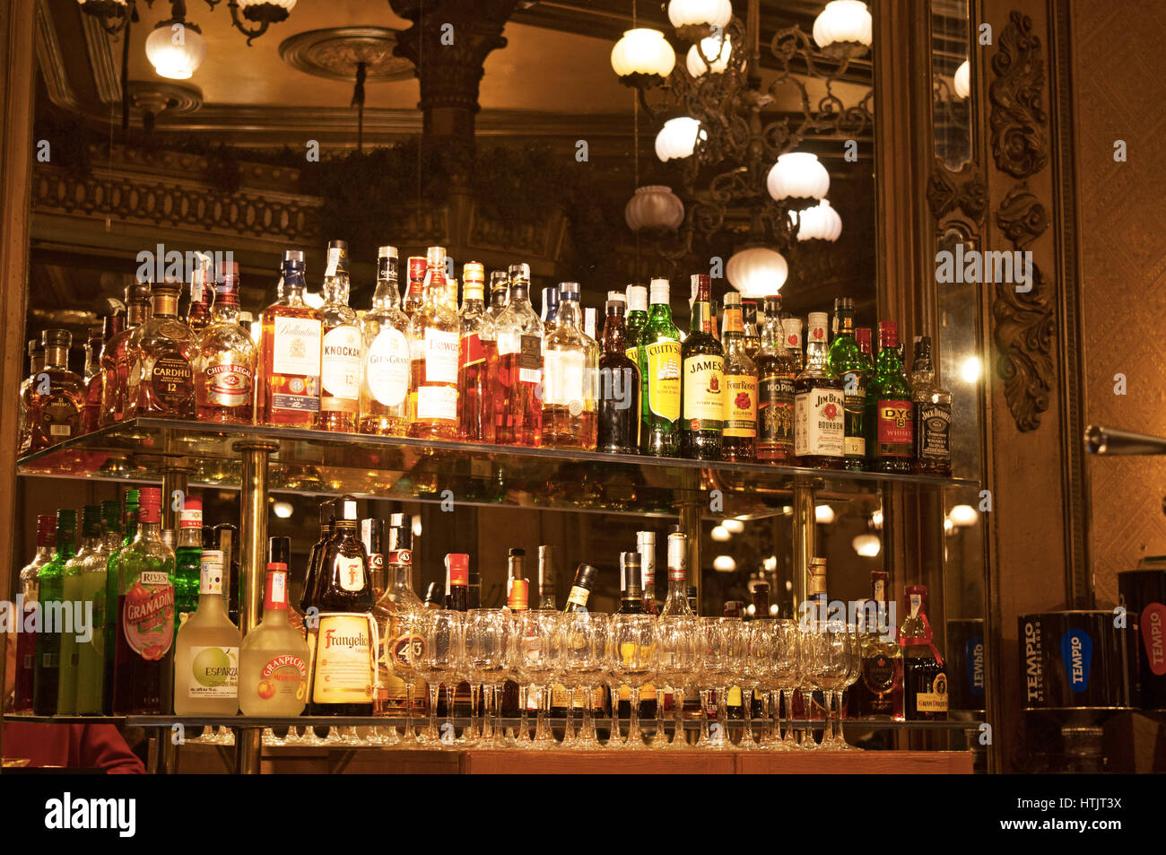 Pamplona: the interiors of the Cafe Iruna, a spanish bar and restaurant ...