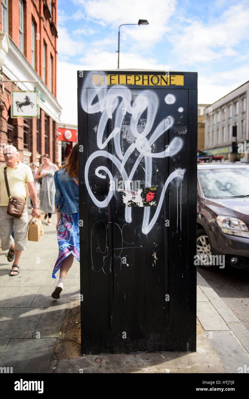 Black Telephone Box in Camden Town, London, UK Stock Photo - Alamy