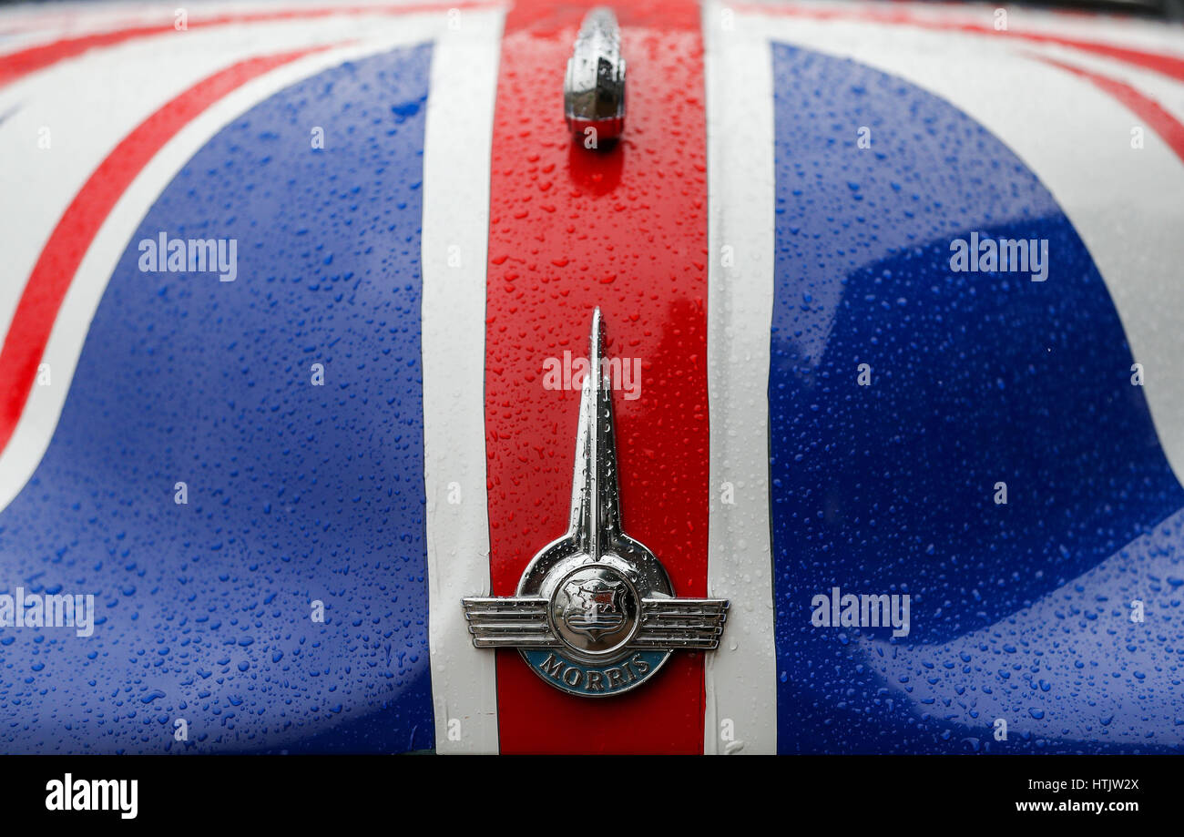 A Morris badge on a Union Flag motif bonnet during the Austin Morris ...