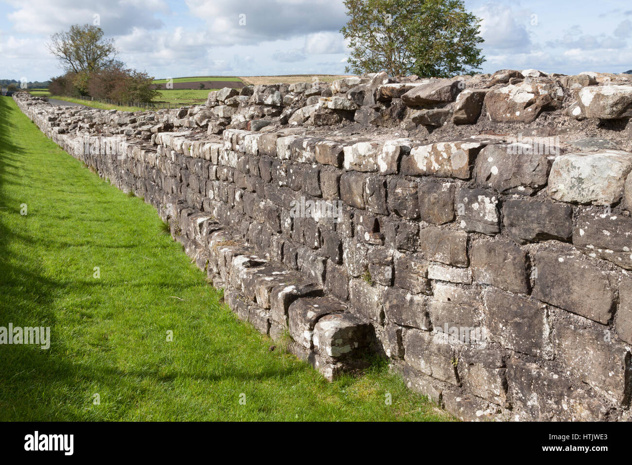 Hadrian's Wall: the Roman wall by the roadside immediately to the west ...