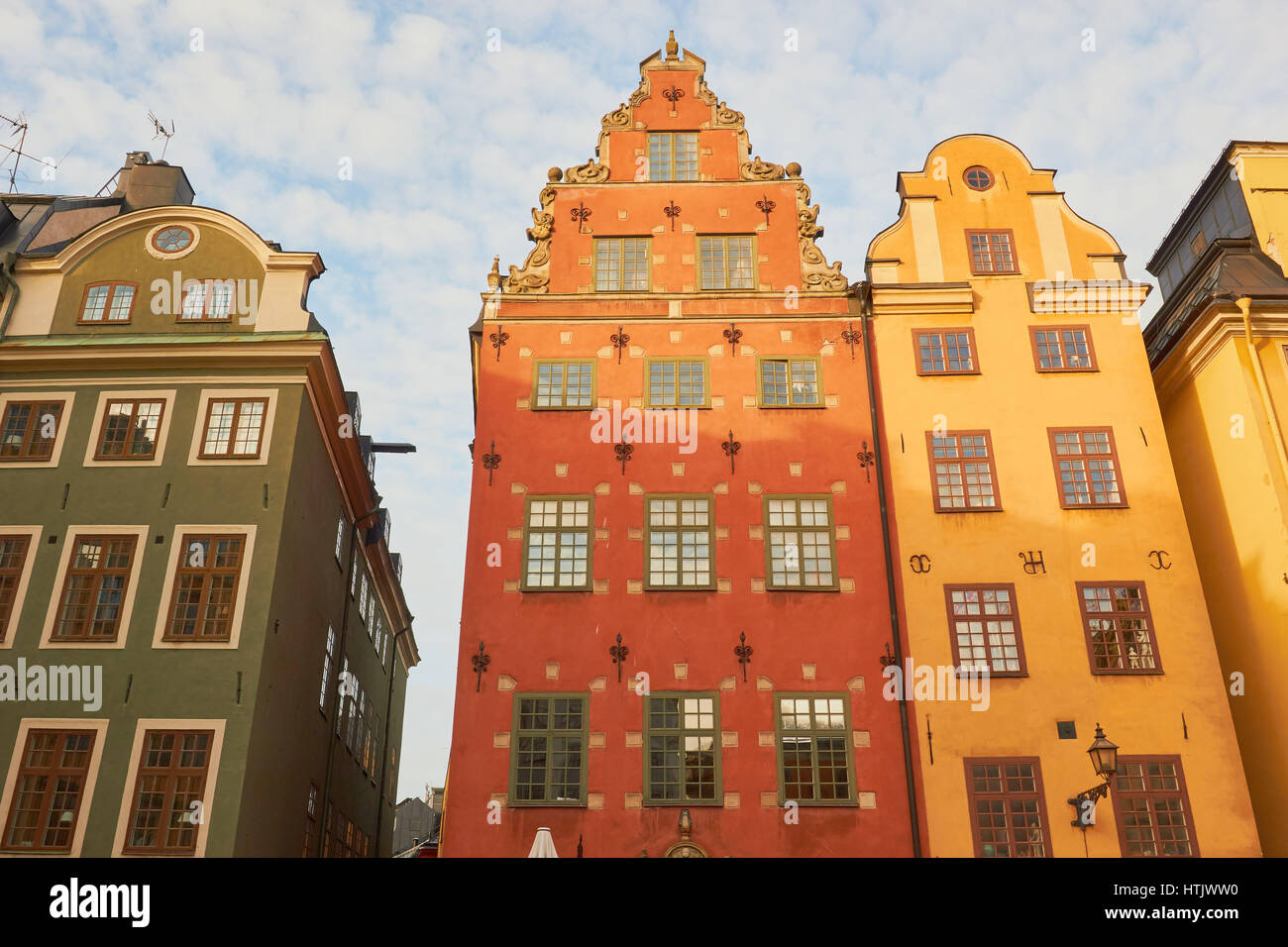 Houses in Stortorget the main square of Gamla Stan, Stockholm's old ...