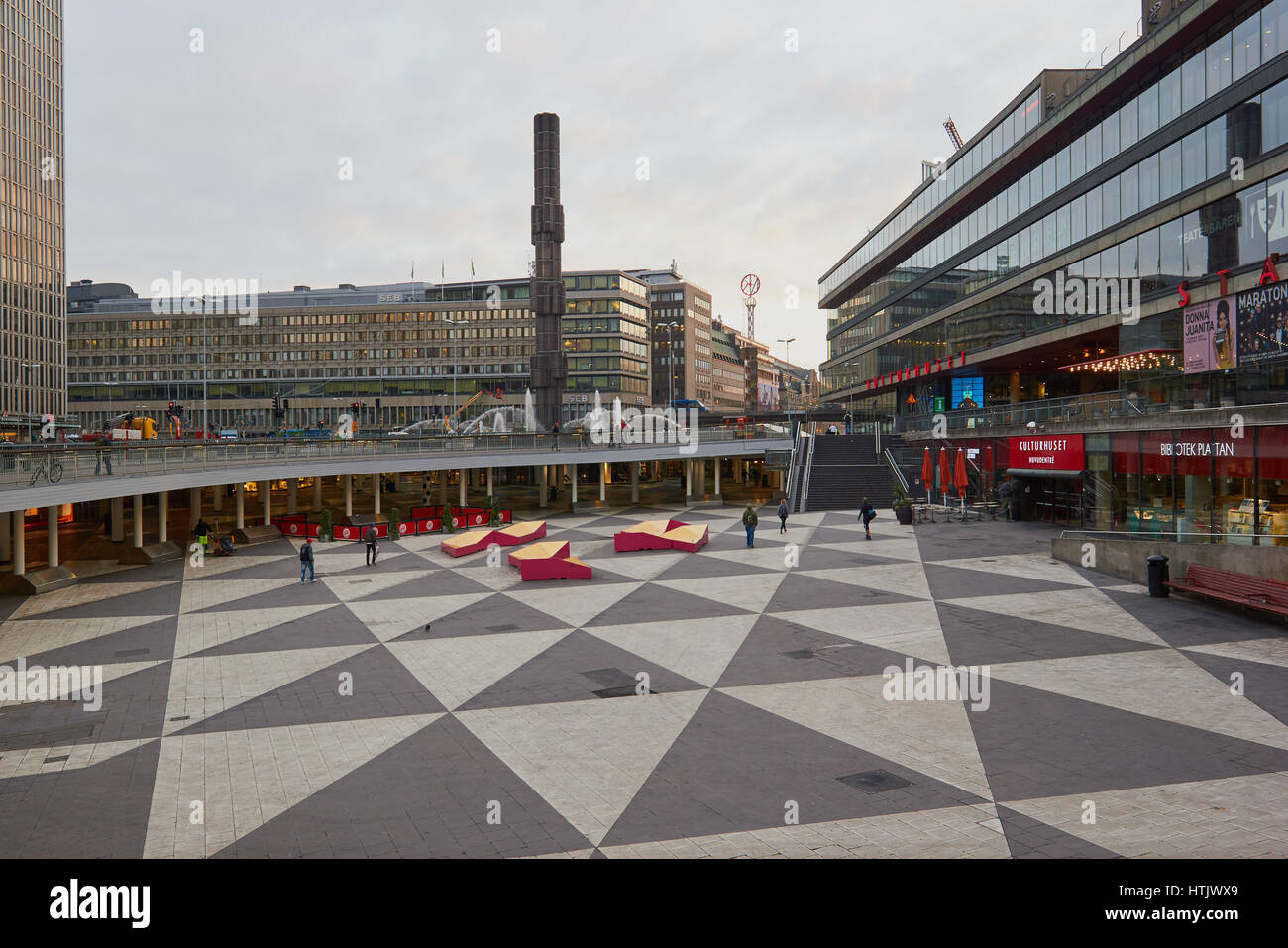 Sunken pedestrian plaza furnished with a triangular pattern, Sergels ...