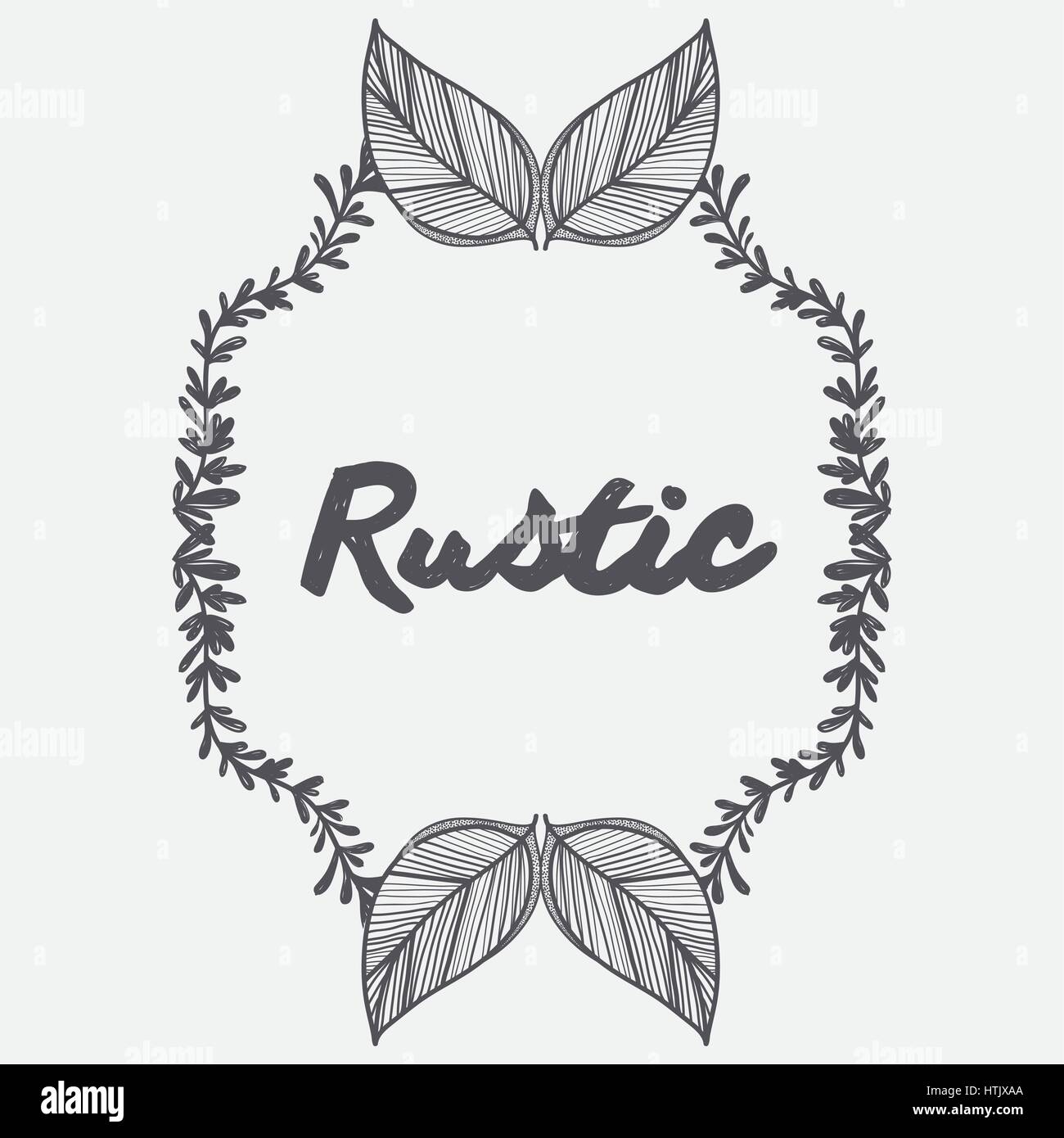 gray rustic emblem leaves icon Stock Vector Image & Art - Alamy