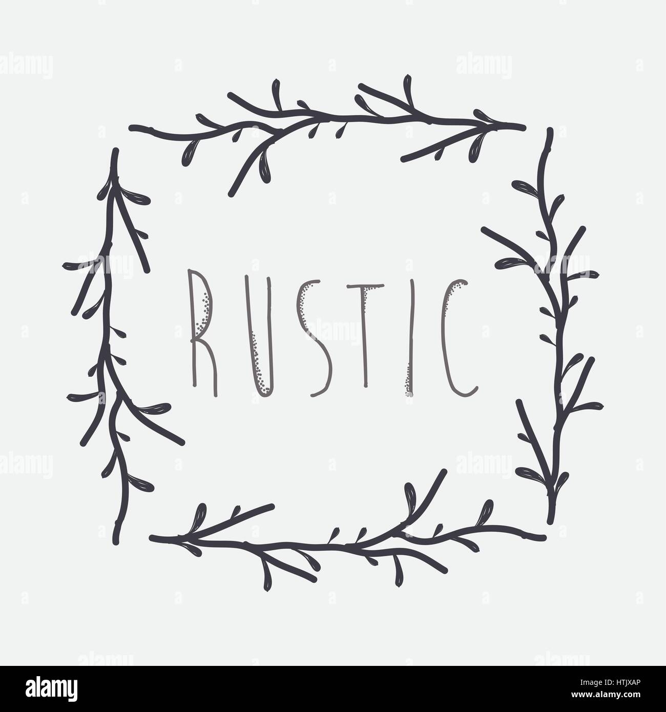 gray rustic emblem branches icon Stock Vector Image & Art - Alamy