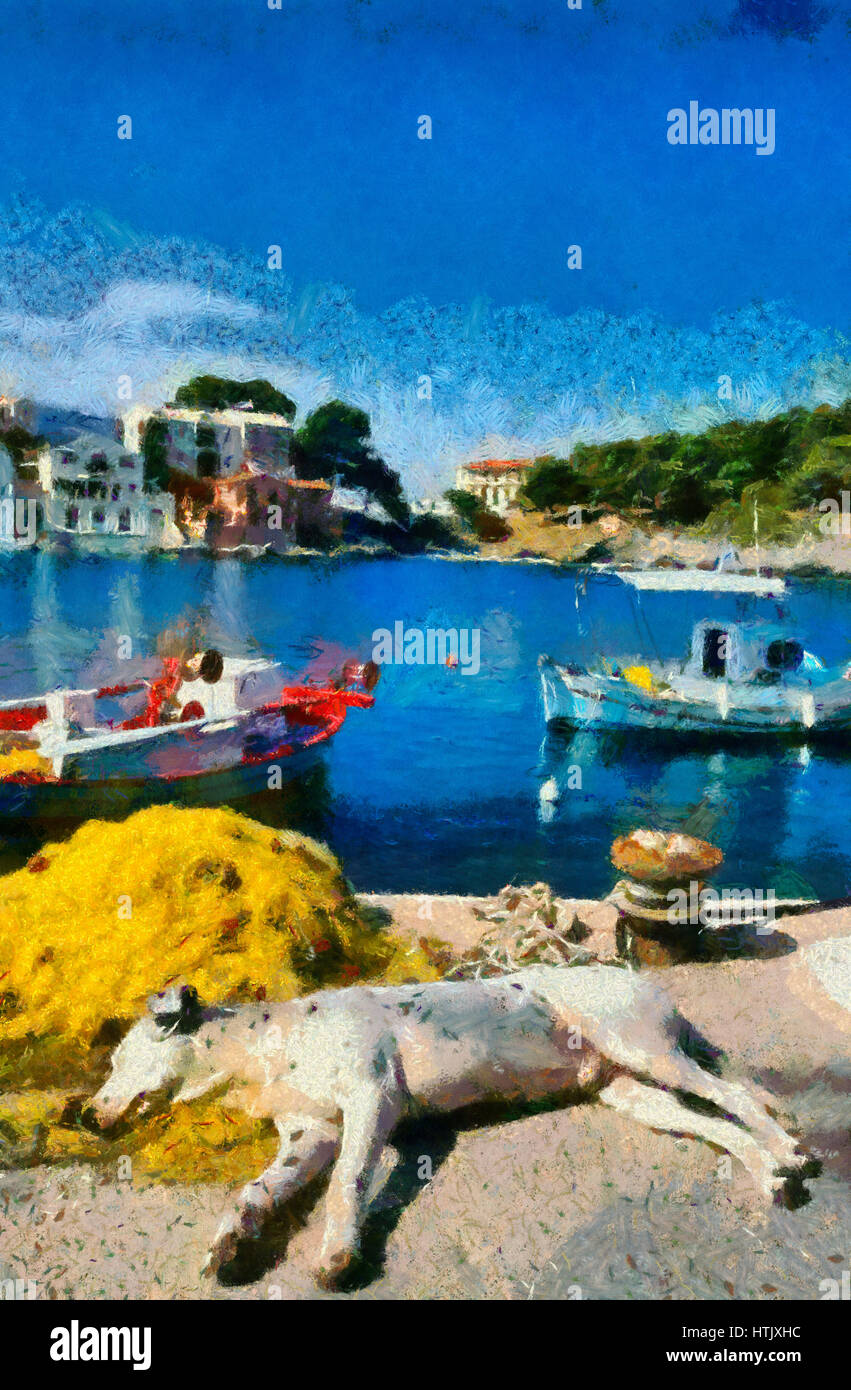 Asos village in Kefallonia island, Greece Stock Photo - Alamy