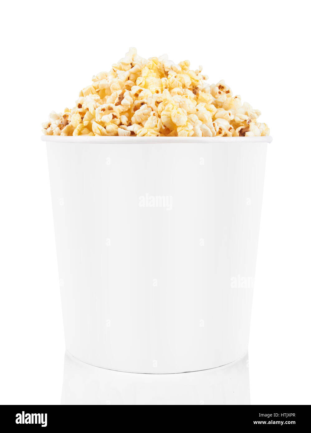 Full bucket of popcorn isolated on white background Stock Photo - Alamy