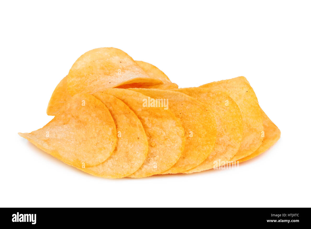 Stack of potato chips on a white background Stock Photo - Alamy