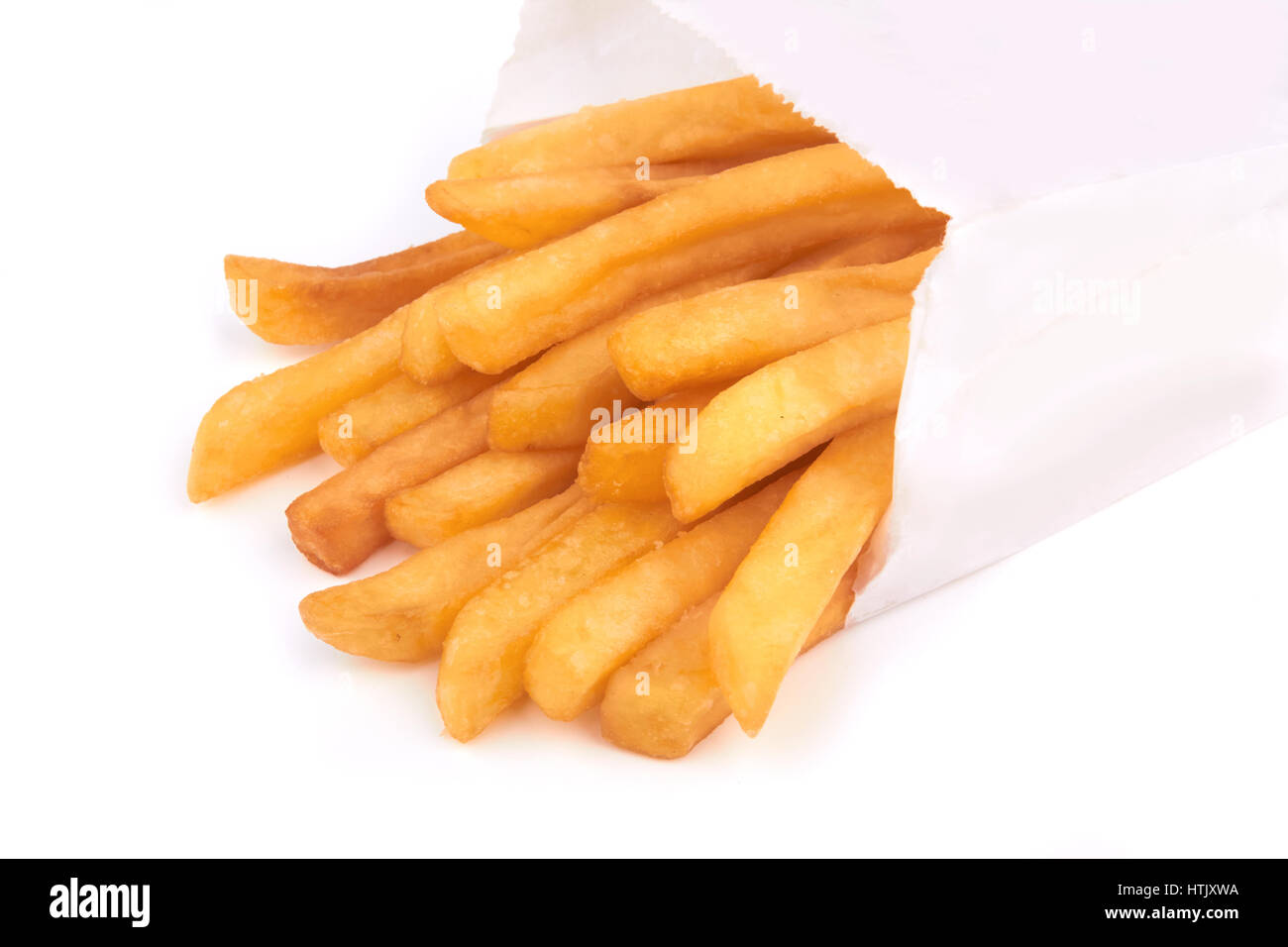 french fries in paper container over white background Stock Photo - Alamy