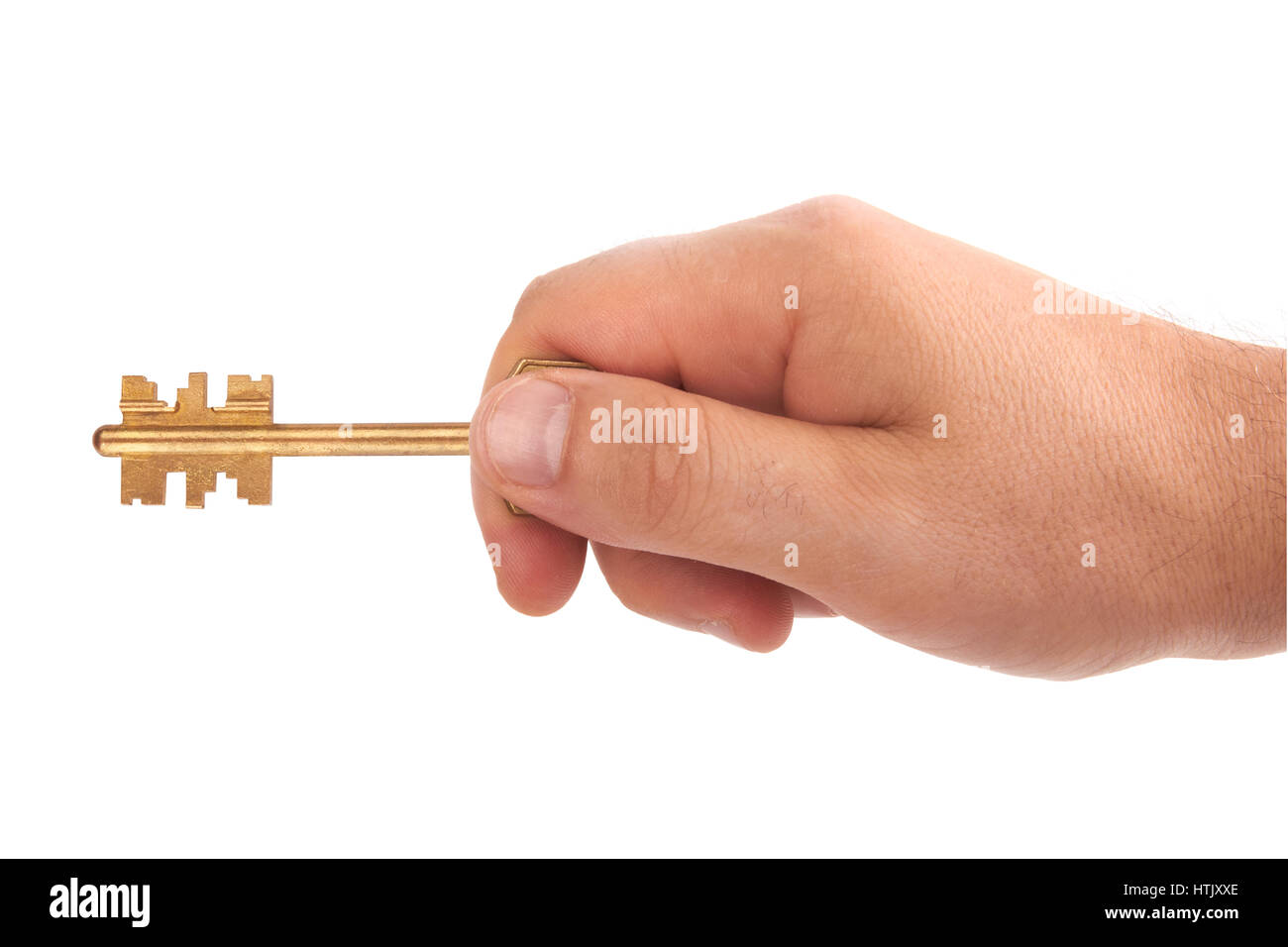 Hand and key isolated on white background Stock Photo - Alamy