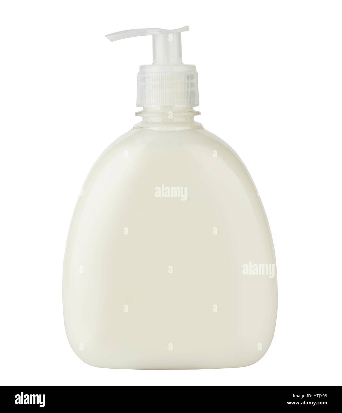 Plastic pump soap bottle without label isolated on white background ...