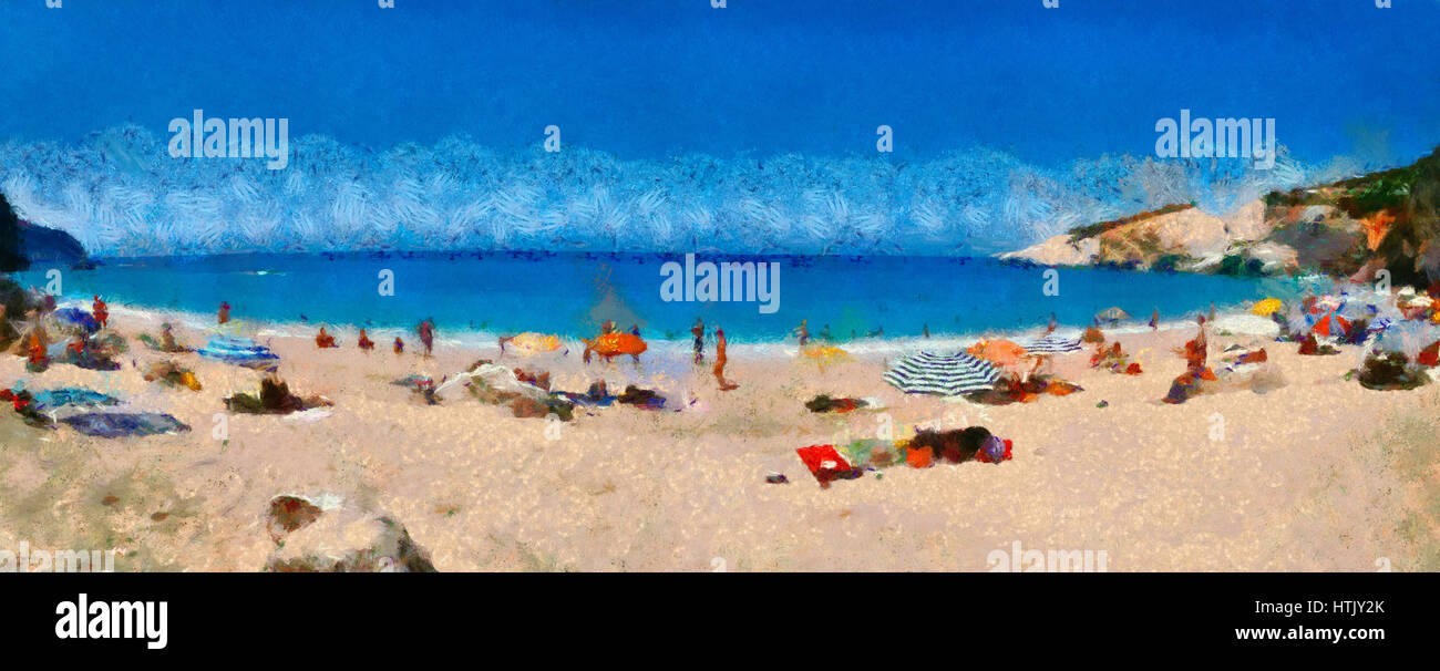 Panoramic view of Porto Katsiki beach in Lefkada island, Greece Stock ...