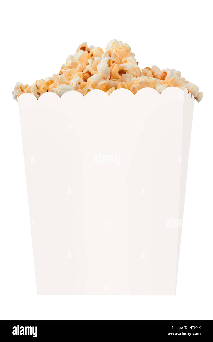 Popcorn in box isolated on white background Stock Photo - Alamy