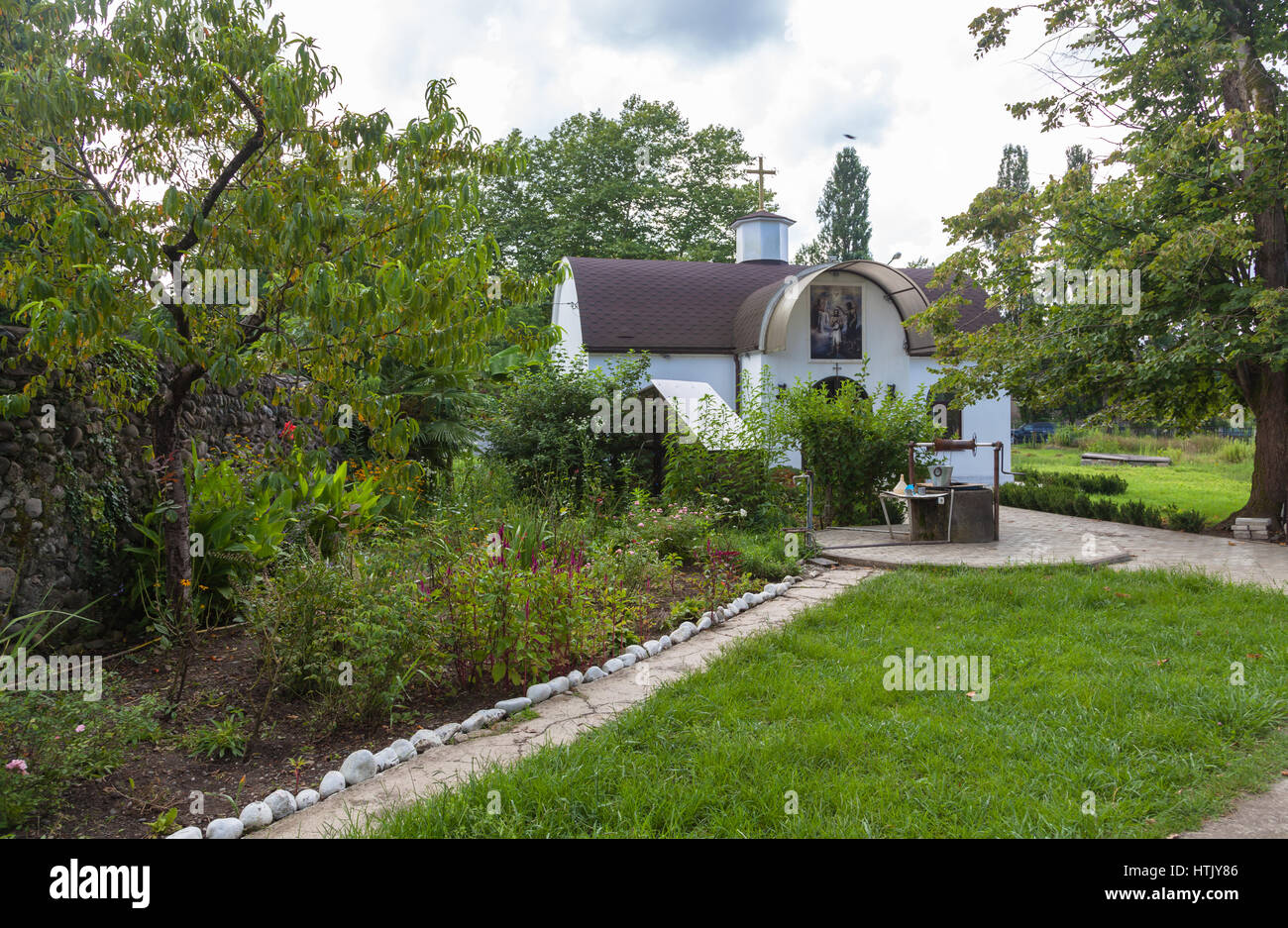 Chapel and a well near the old Georgian church in the village of Ilori ...