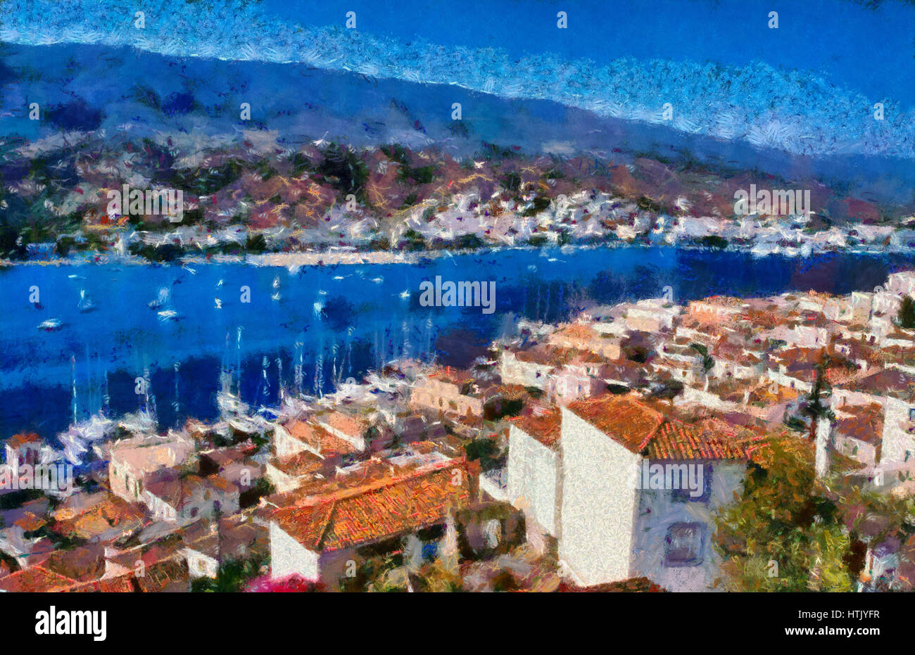 Strait of Poros island in Greece Stock Photo - Alamy