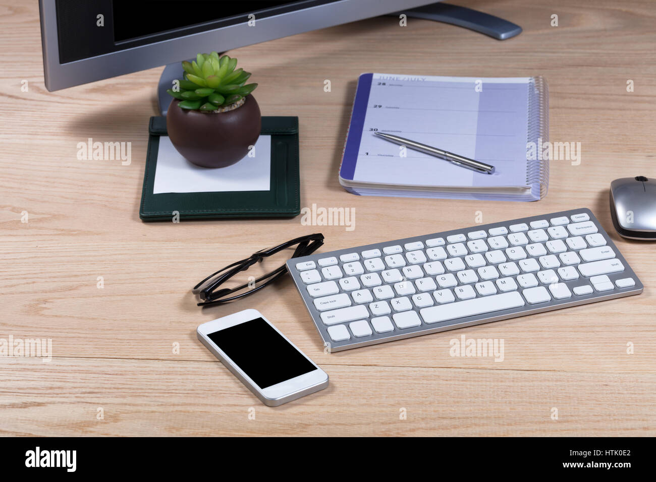 Select focus of a basic working desktop Stock Photo - Alamy