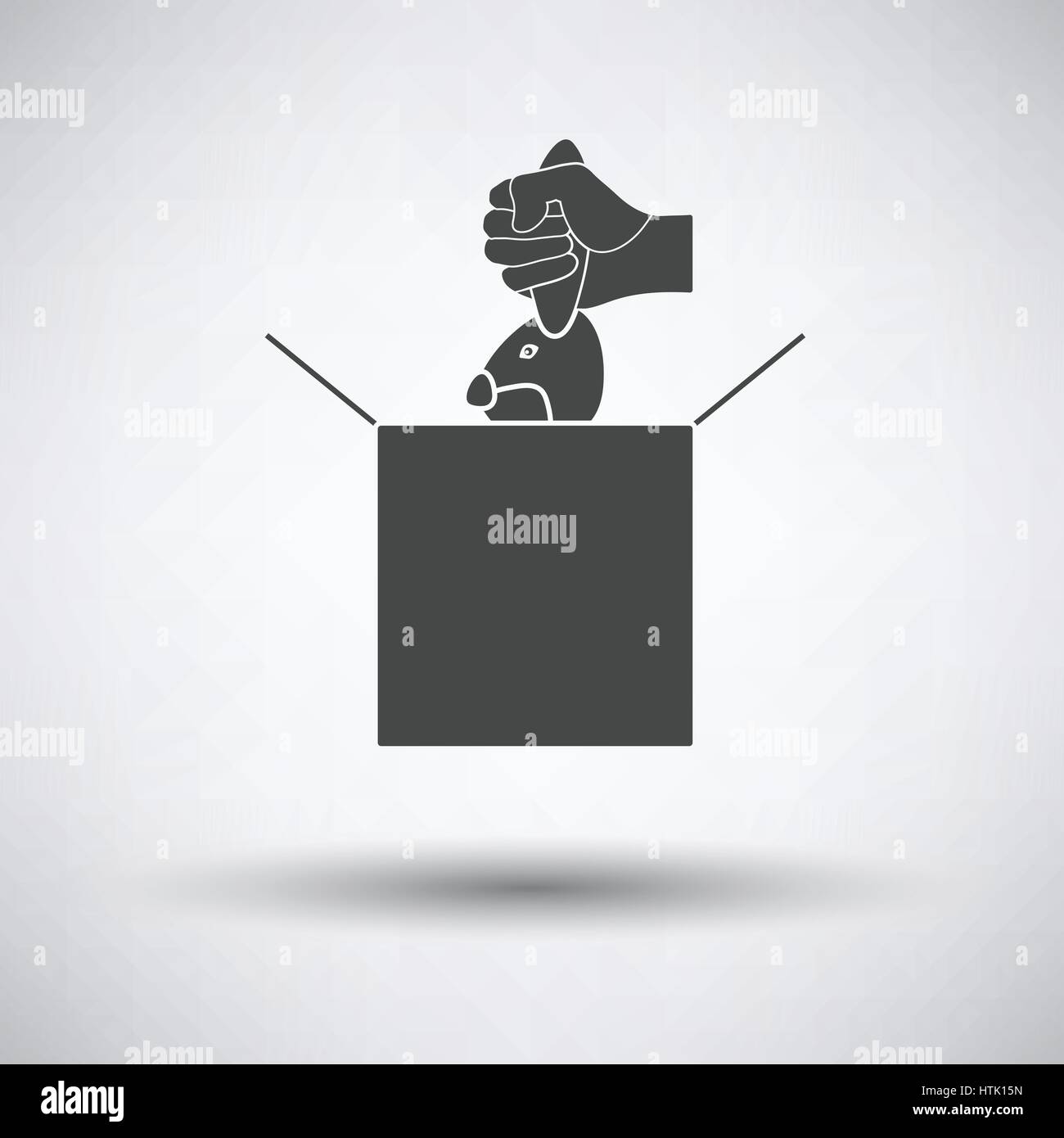 Rabbit in magic box icon on gray background, round shadow. Vector ...