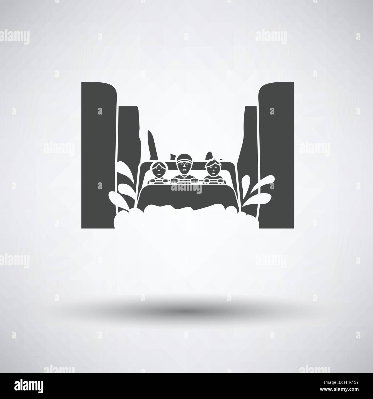 Water boat ride icon on gray background, round shadow. Vector ...