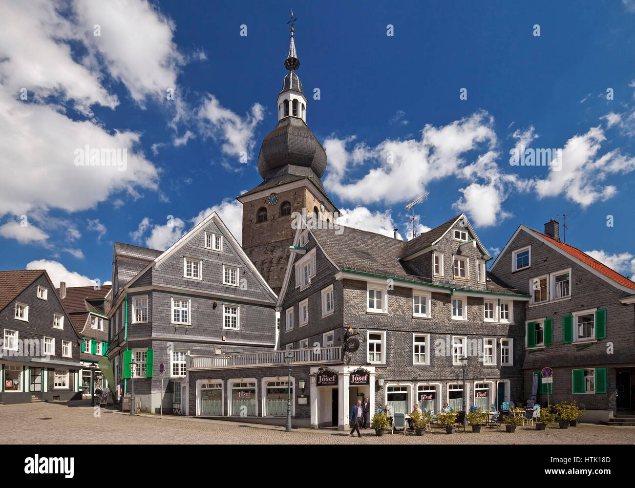 Historic centre with the Protestant City Church, Remscheid-Lennep ...