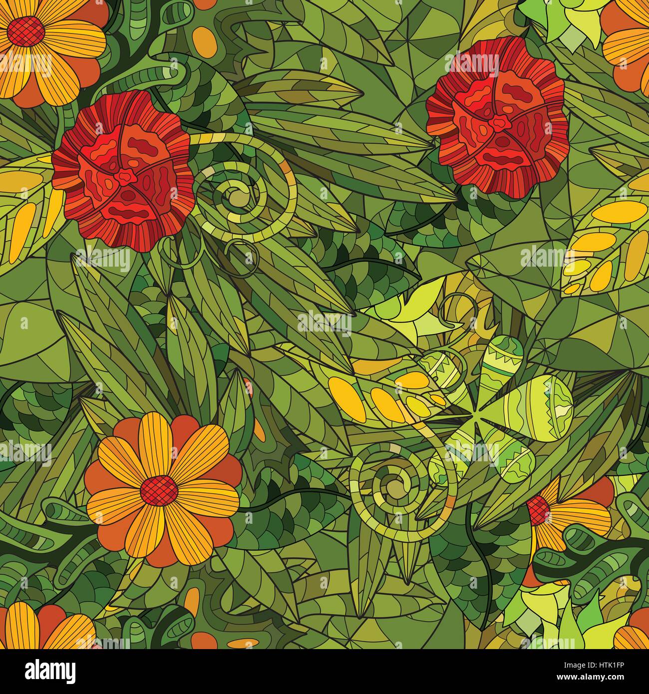 Hand Drawn Floral Seamless Pattern Stock Vector Image And Art Alamy