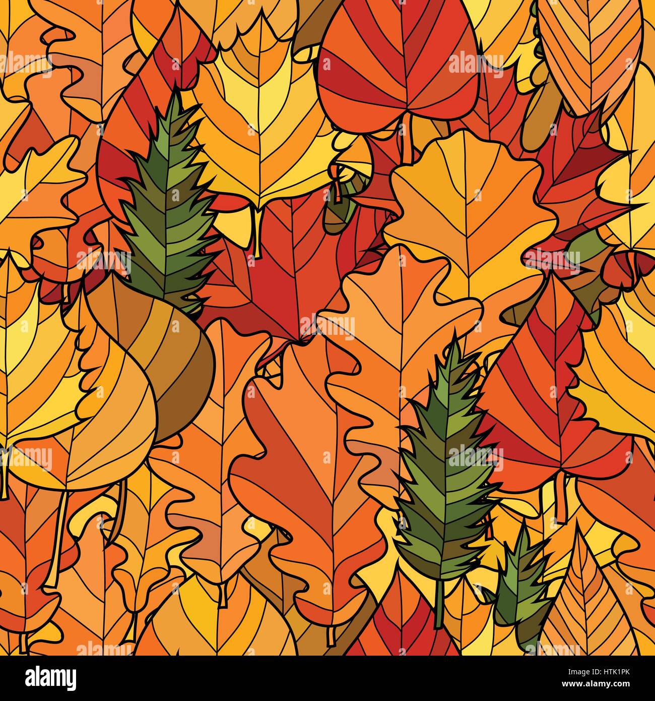 abstract doodle autumn leaves seamless pattern Stock Vector Image & Art ...