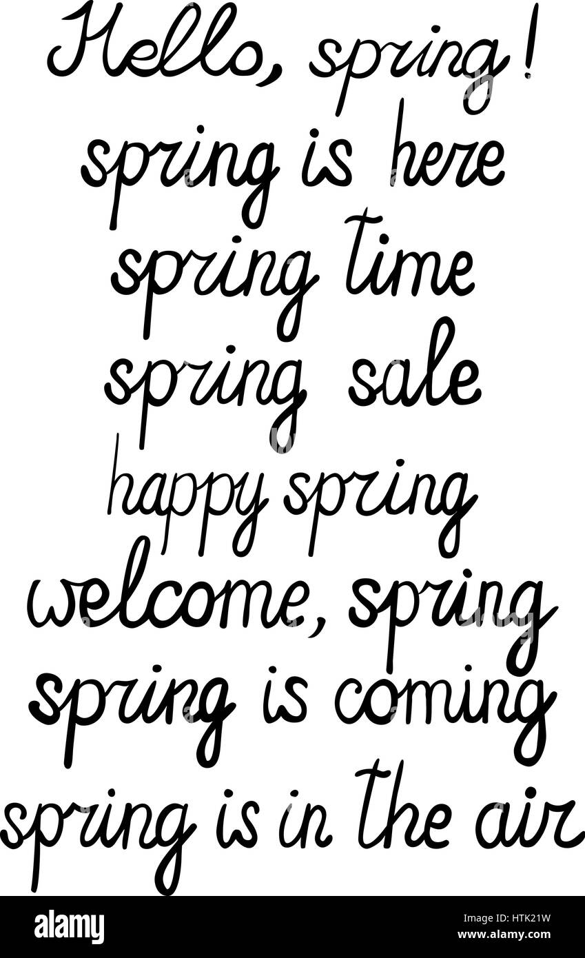 set of hand-written vector spring phrases - black ink Stock Vector ...