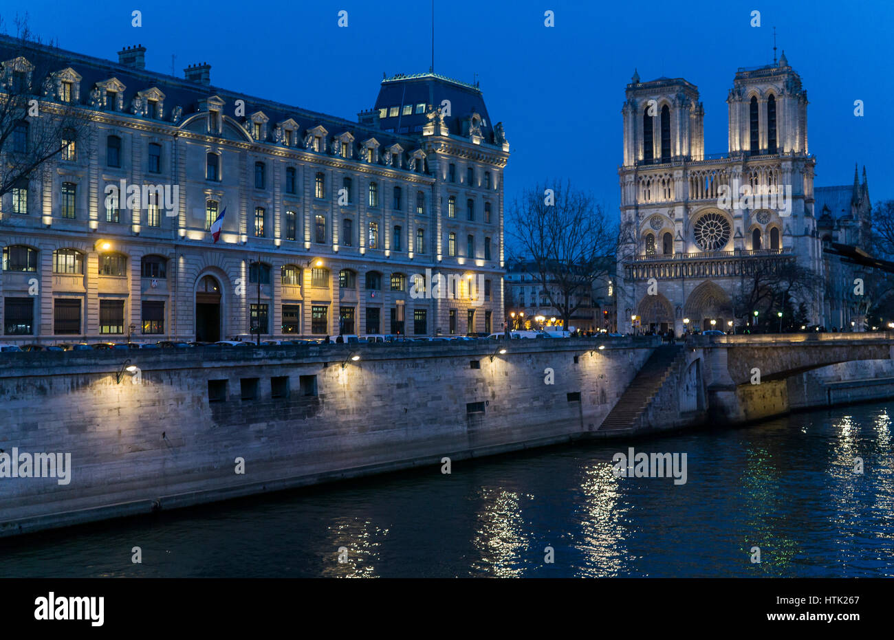 Cathedral Notre-Dame de Paris (1163-1345) and the Seine river, France ...