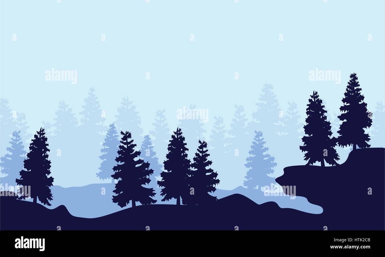 Silhouette spruce forest scenery collection Stock Vector Image & Art ...