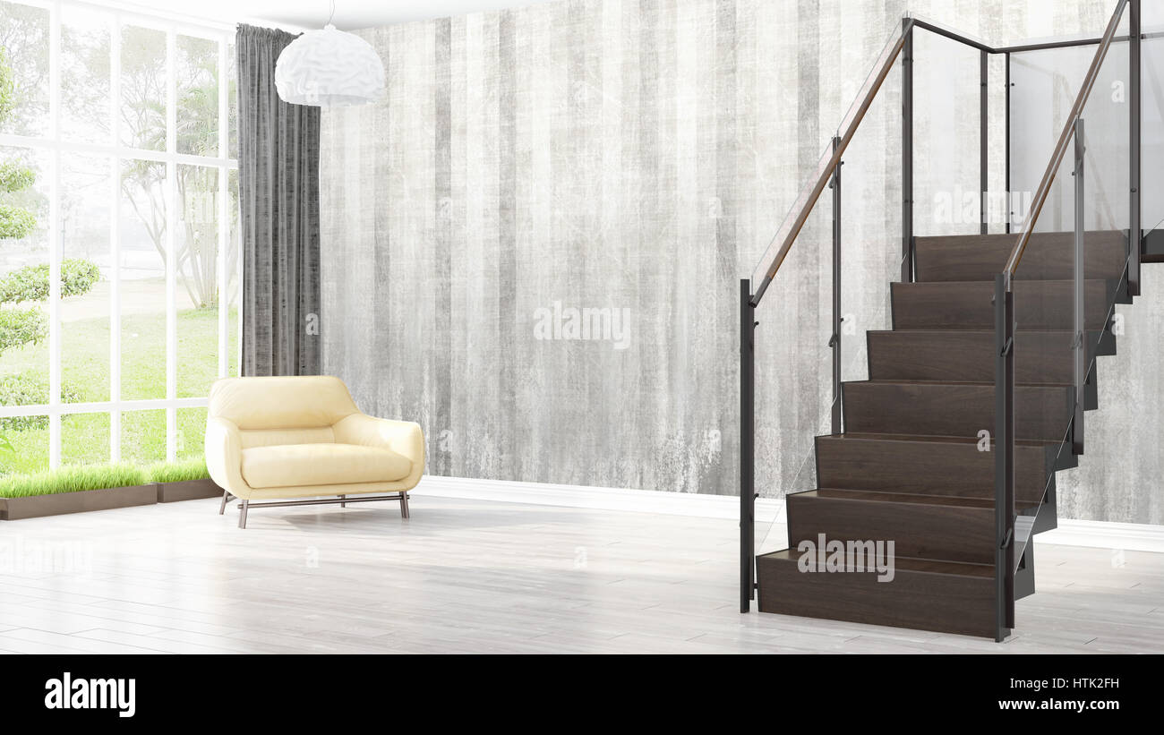 Modern bright interior . 3D rendering Stock Photo - Alamy
