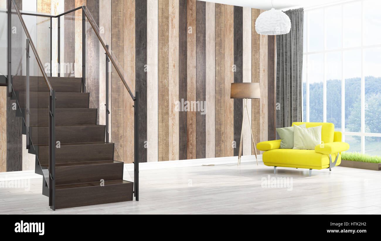 Modern bright interior . 3D rendering Stock Photo - Alamy