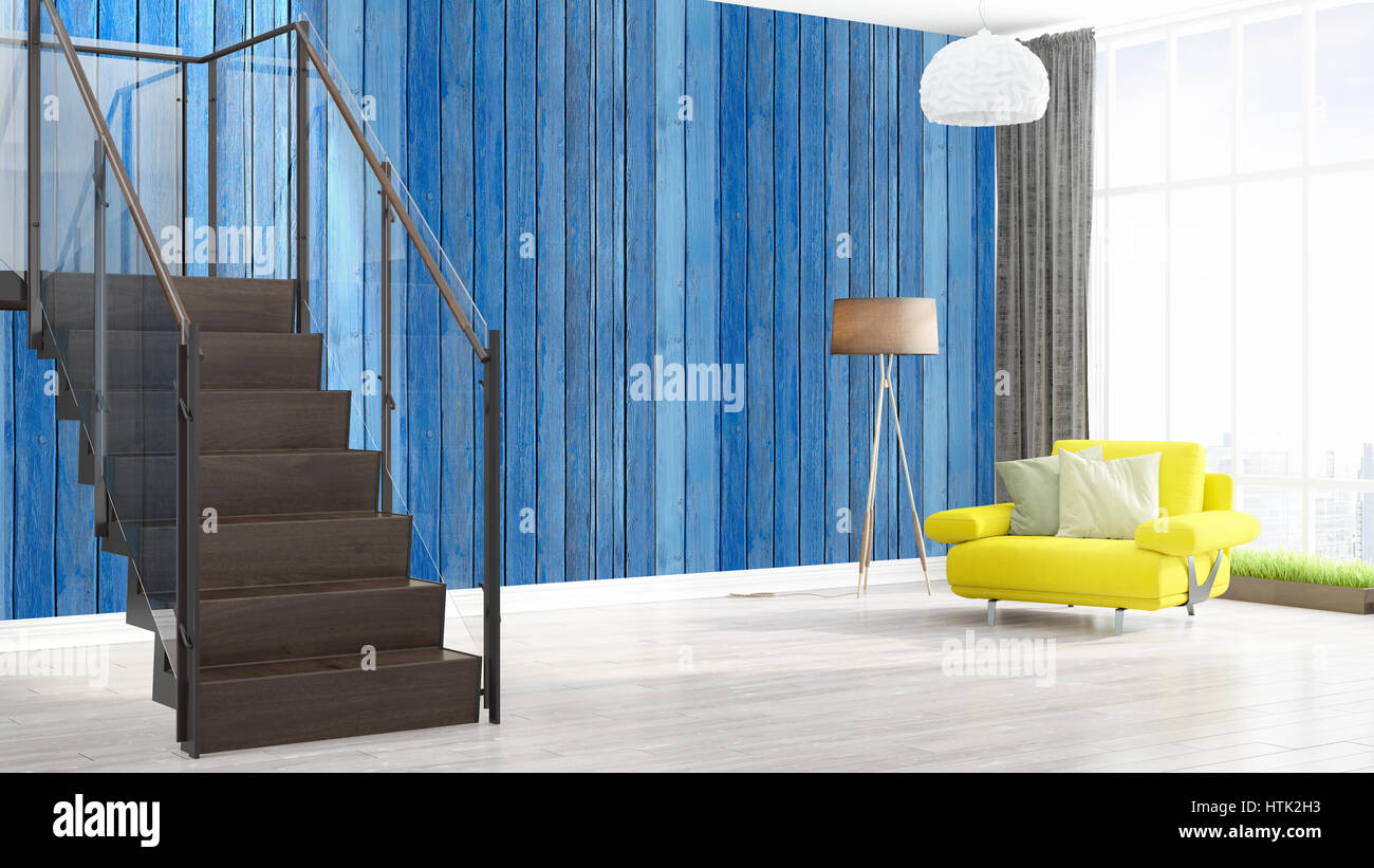 Modern bright interior . 3D rendering Stock Photo - Alamy