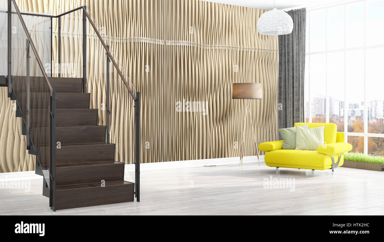Modern bright interior . 3D rendering Stock Photo - Alamy