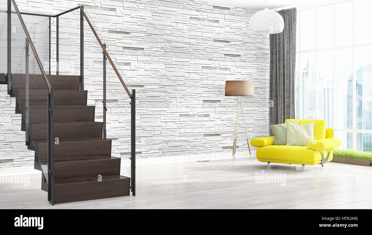 Modern bright interior . 3D rendering Stock Photo - Alamy