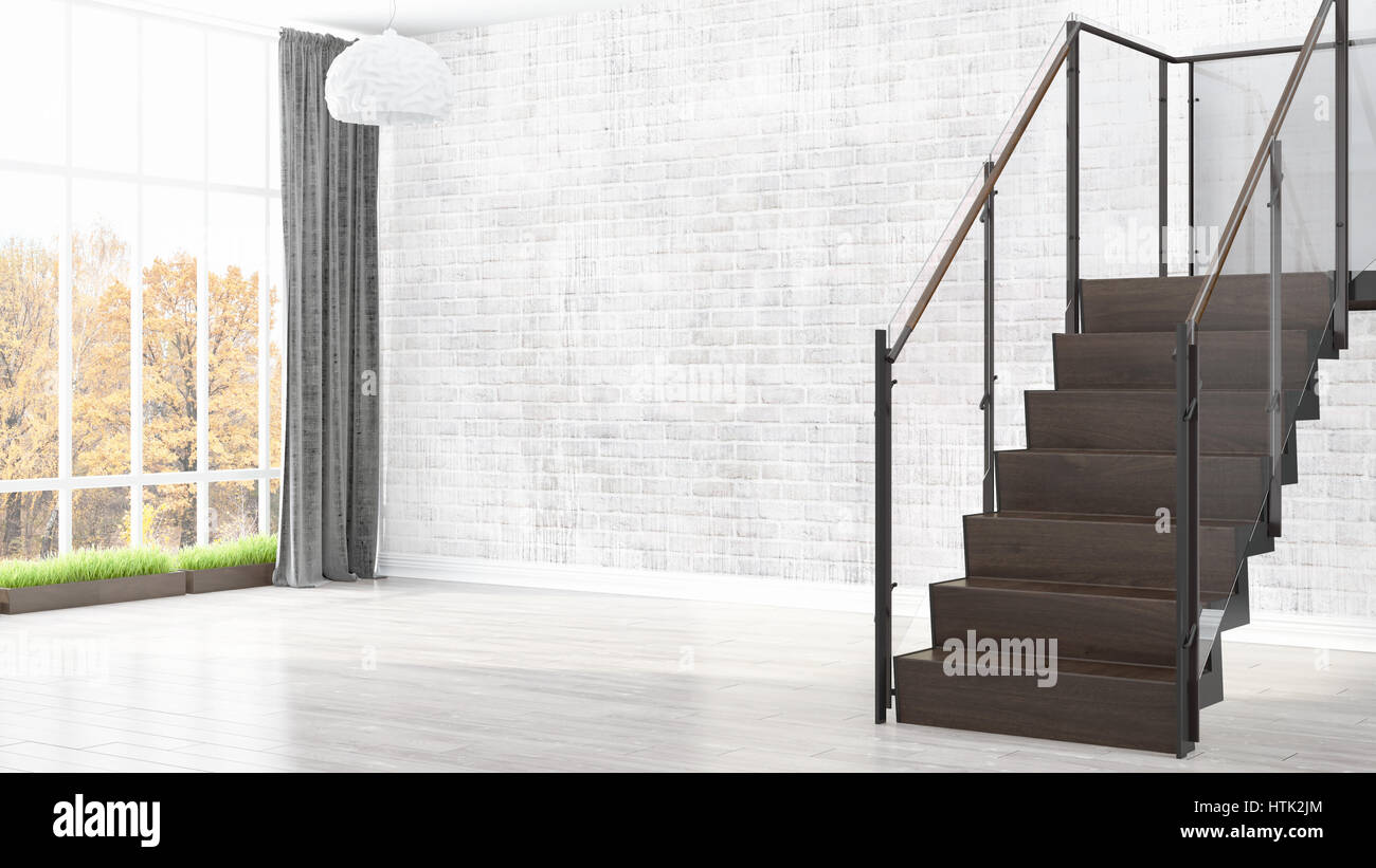 Modern bright interior . 3D rendering Stock Photo - Alamy