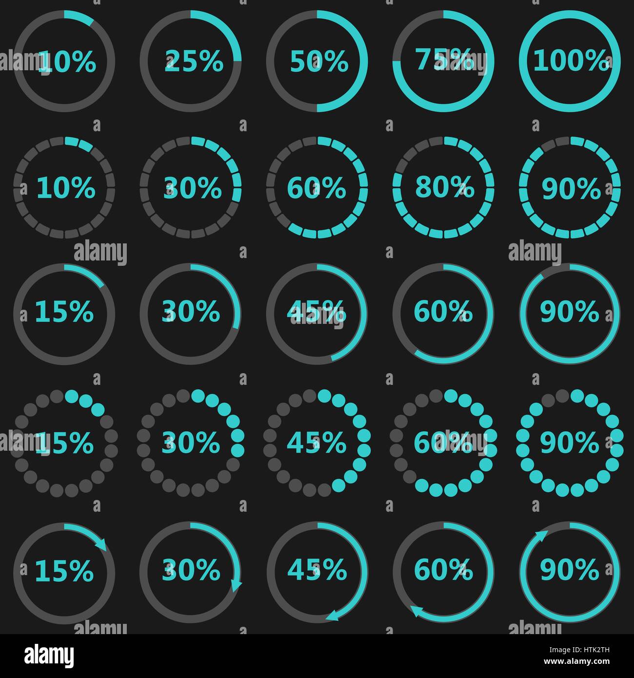 Set Stylish Round indicators loading, five options, flat style, vector ...