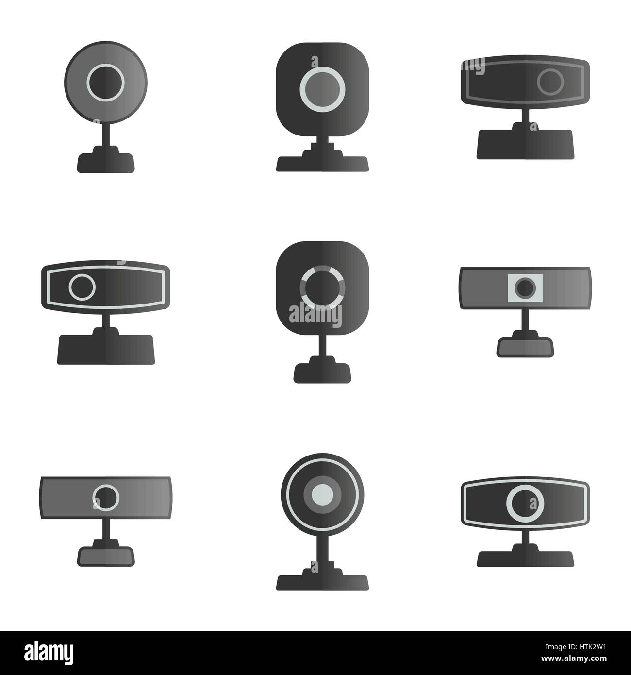 Set of nine icons webcam isolated on white, vector illustration Stock ...