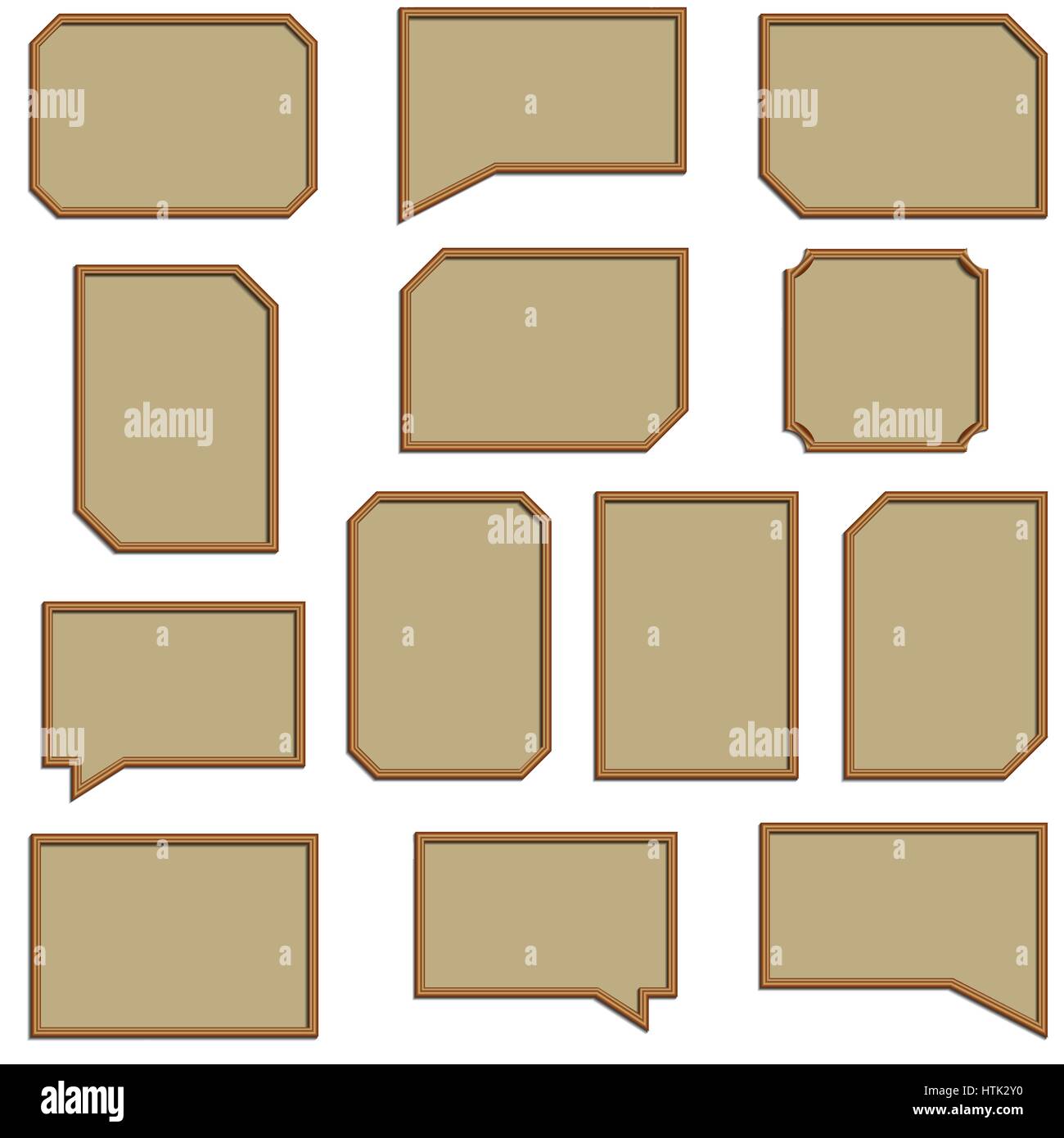 A set of frames of various forms, light wood, vector illustration Stock ...