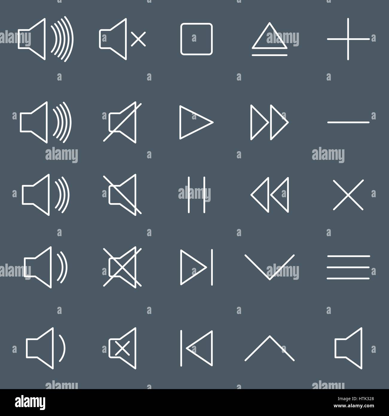 Set of linear volume control icons and buttons, vector illustration ...